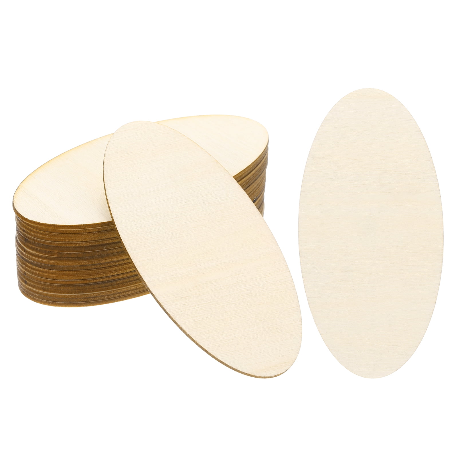 Uxcell 100x50mm Wood Pieces, 20 Pack Unfinished Oval Wood Shapes Blank ...