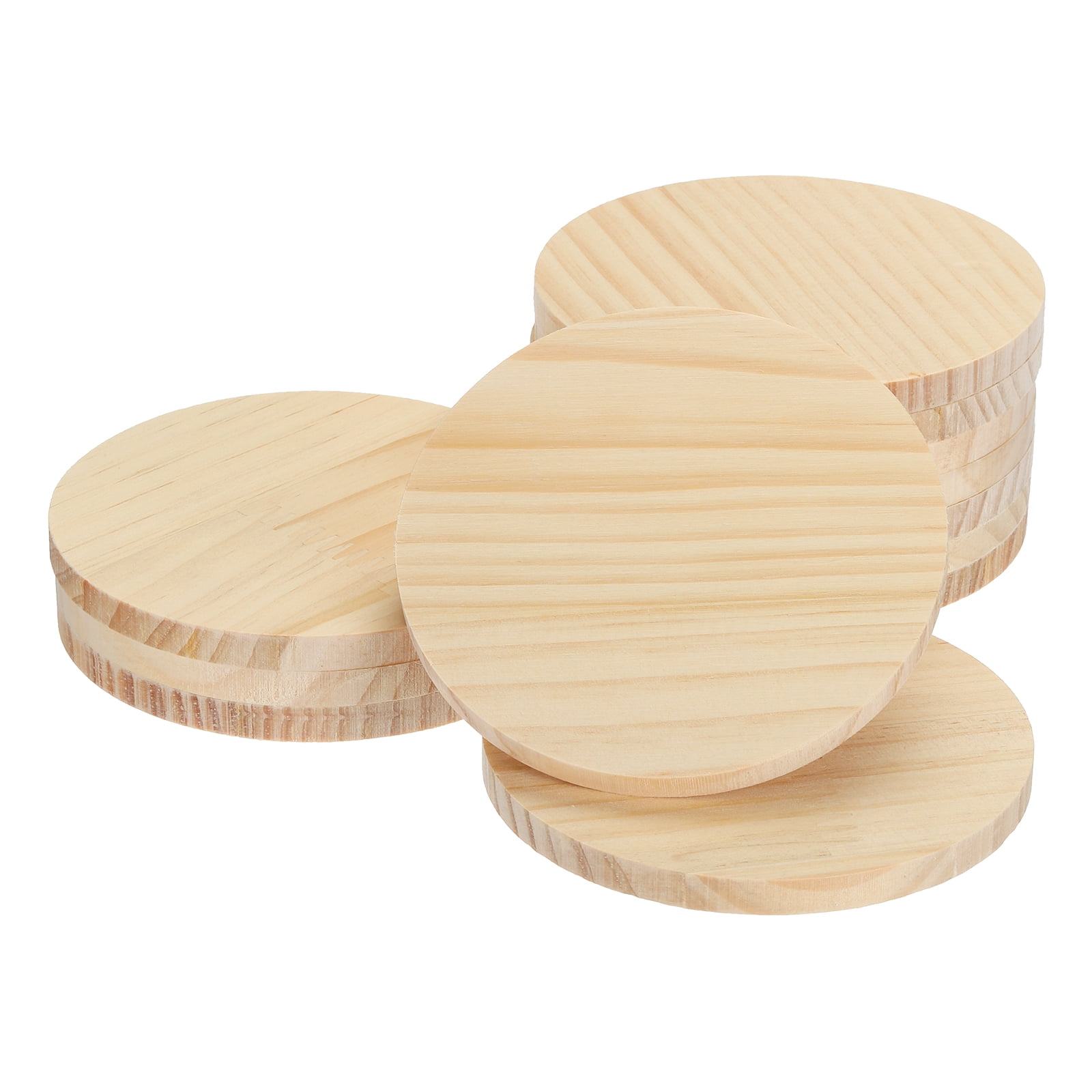Uxcell 100x8mm Unfinished Wooden Coasters, 12 Pack Round Wood Coasters ...