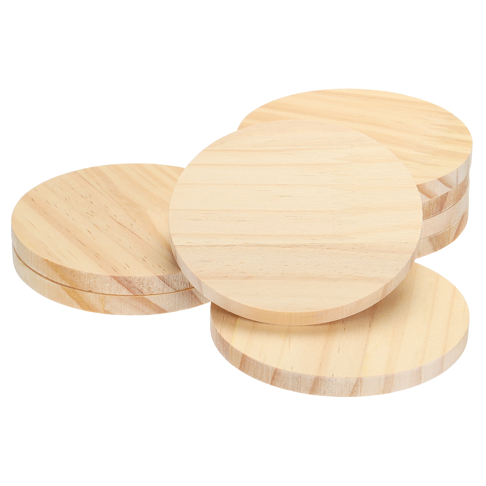 Uxcell 102x9mm Unfinished Wooden Coasters, 12 Pack Round Wood Coasters ...