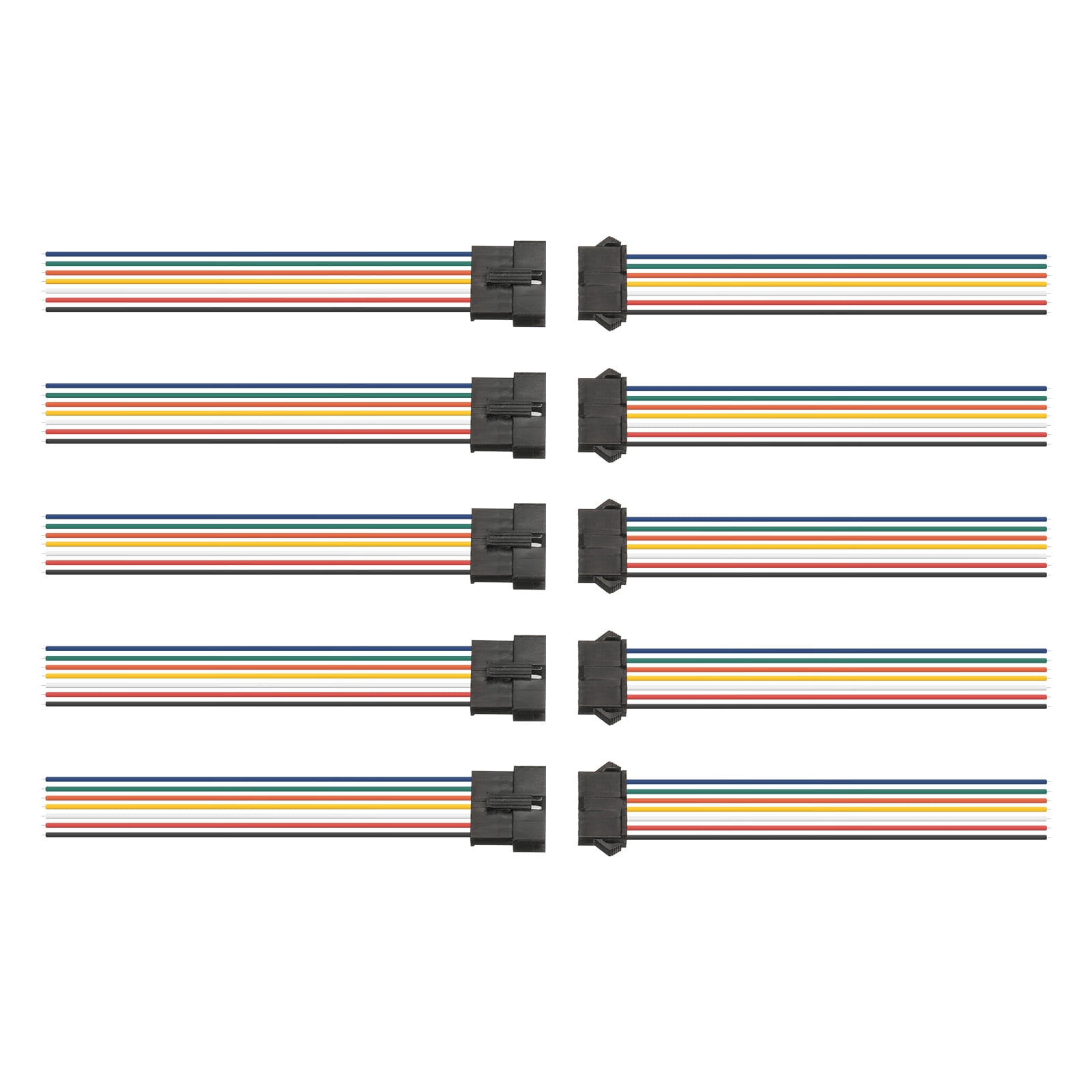 Uxcell 10PCS SM 7Pin Connector Male to Female Plug Electrical Wire 2.54mm Pitch 30CM Terminal ...