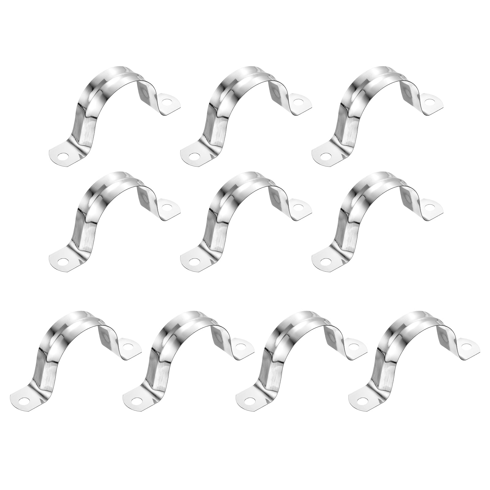 Uxcell 10Pack 42mm Rigid Pipe Straps 2 Hole U-Shaped Bracket Clamps 201 ...