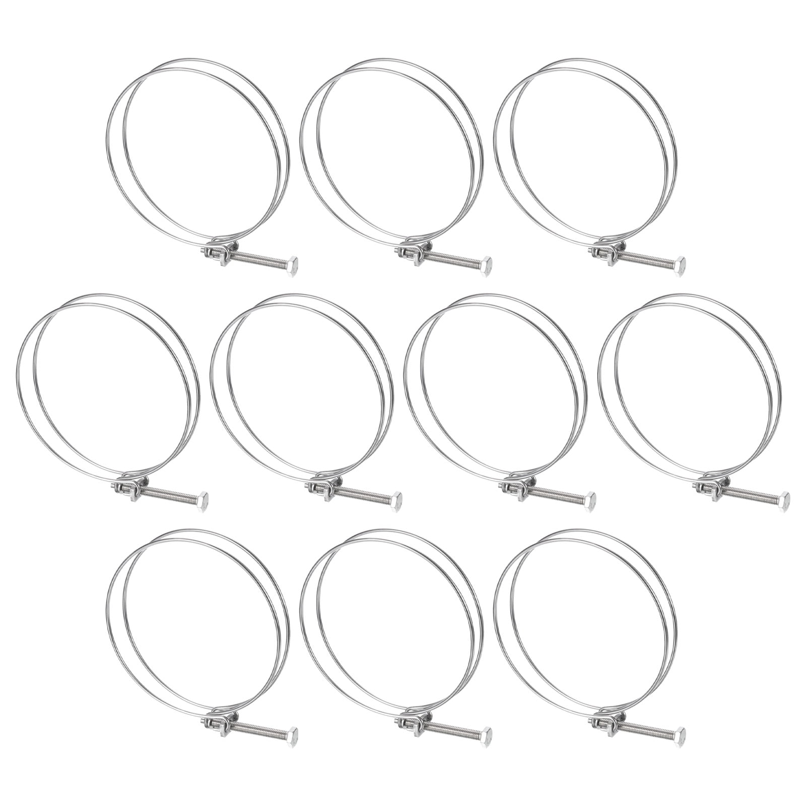 Uxcell 10Pack Double Wire Hose Clamp, 125-135mm Adjustable Stainless ...