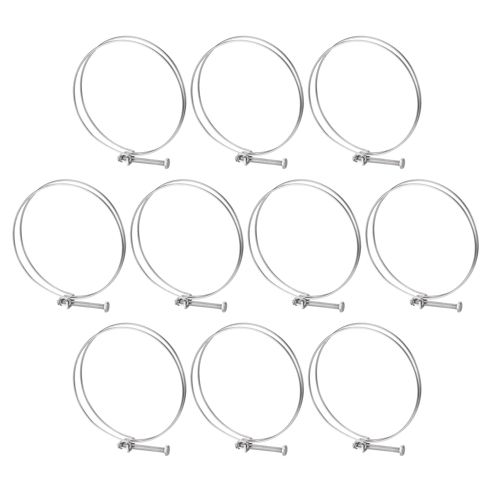 Uxcell 10Pack Double Wire Hose Clamp, 150-160mm Adjustable Stainless ...