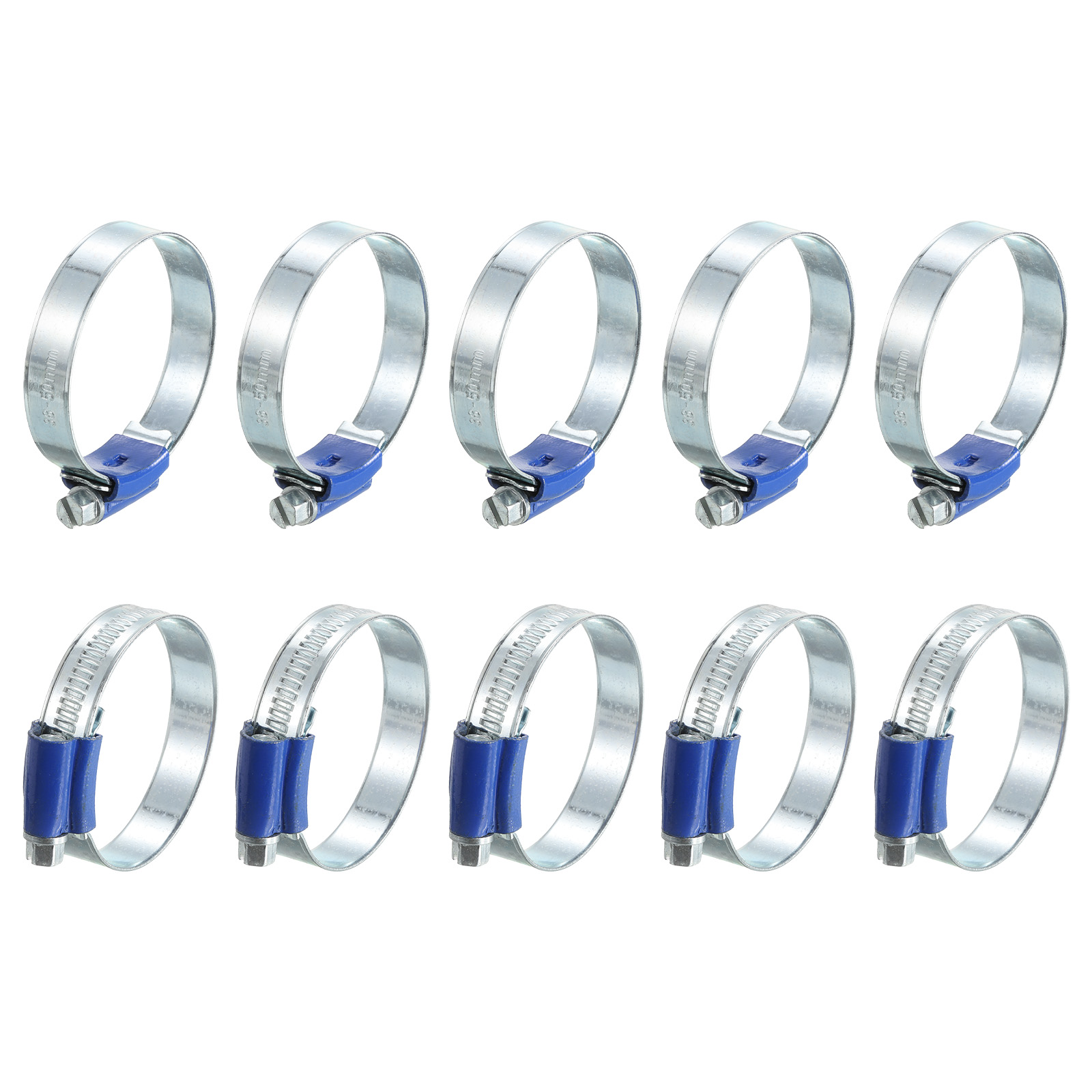 Uxcell 10Pack Worm Gear Hose Clamp Clips Adjustable 38- 50mm Range Fuel ...