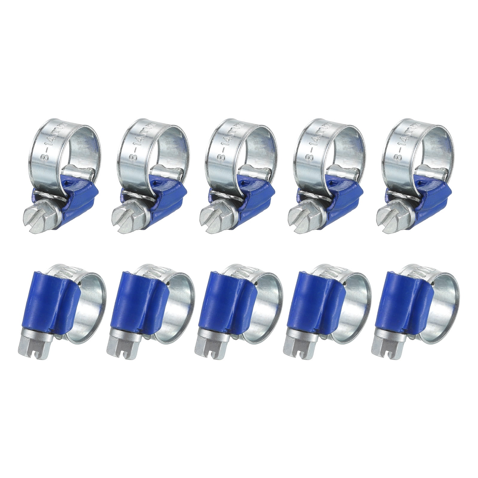 Uxcell 10Pack Worm Gear Hose Clamp Clips Adjustable 8- 14mm Range Fuel ...