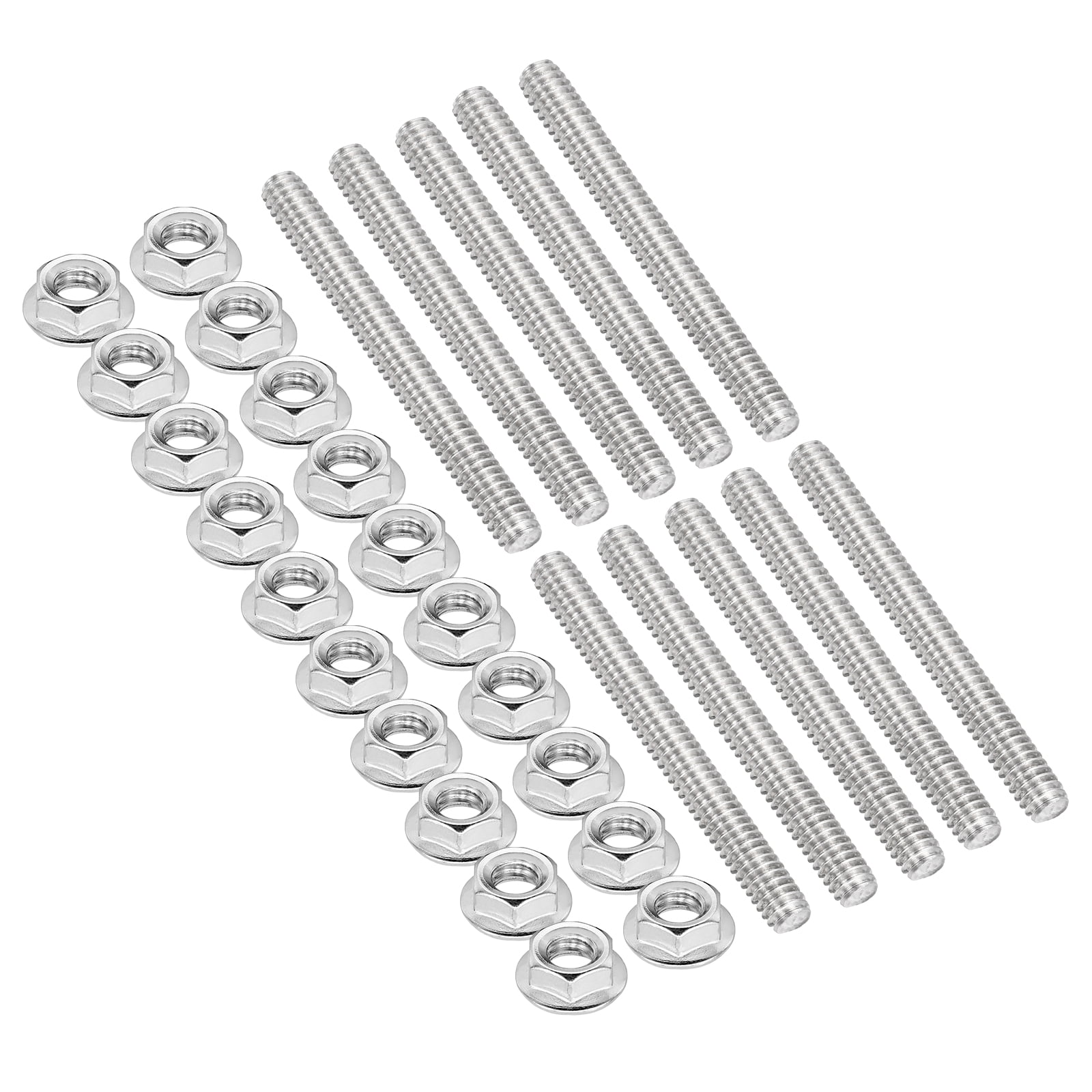 Uxcell 10Pcs 1/4"-20x60mm Threaded Rods with Hex Nuts, 304 Stainless ...
