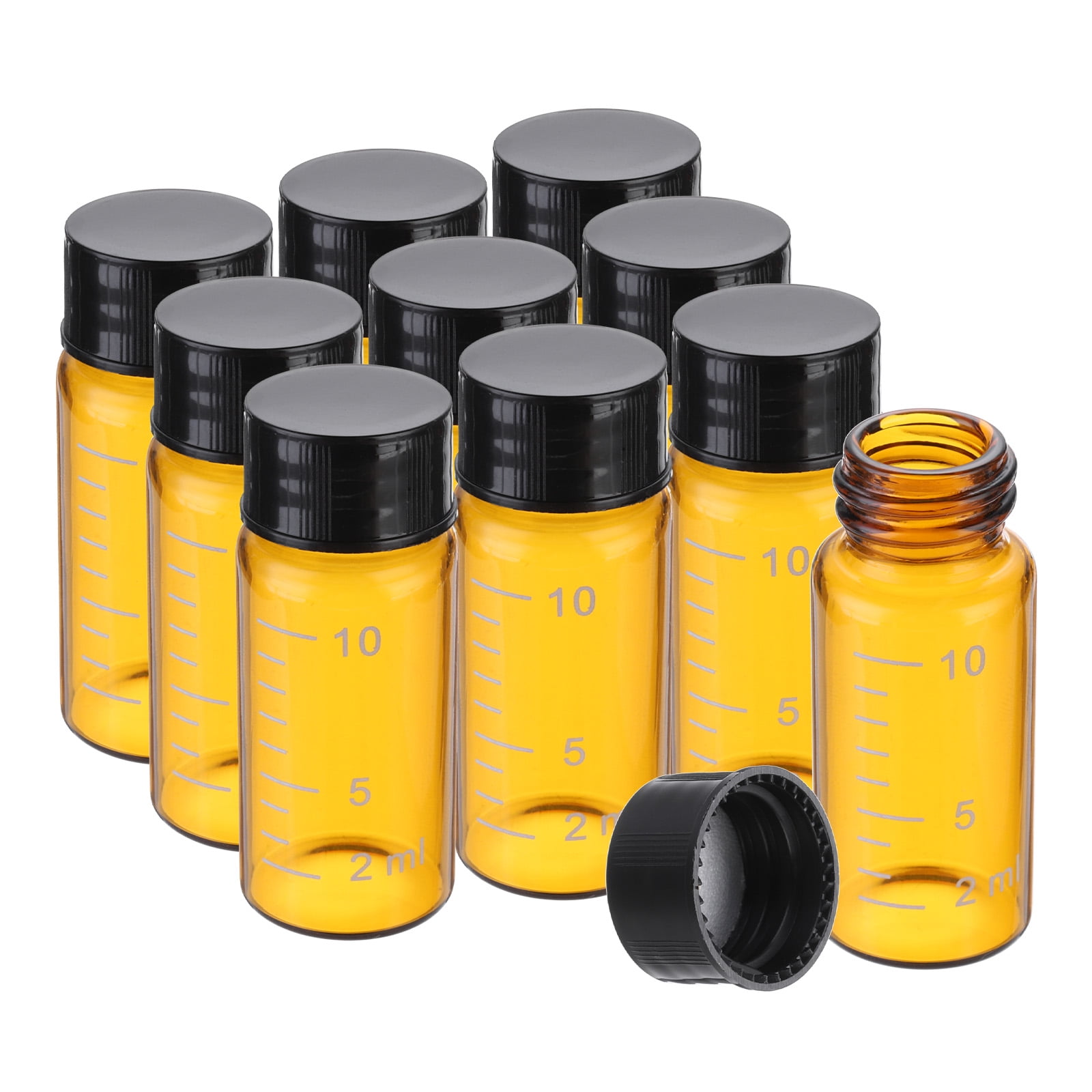 Uxcell 10Pcs 10ml Small Brown Glass Vials with Black Screw Cap ...