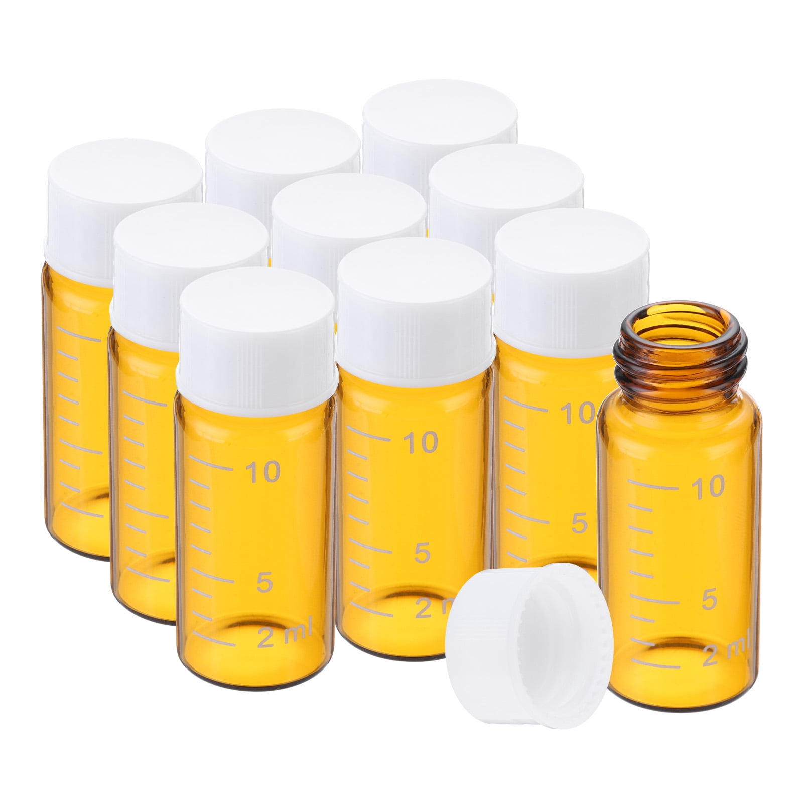 Uxcell 10Pcs 10ml Small Brown Glass Vials with White Screw Cap ...