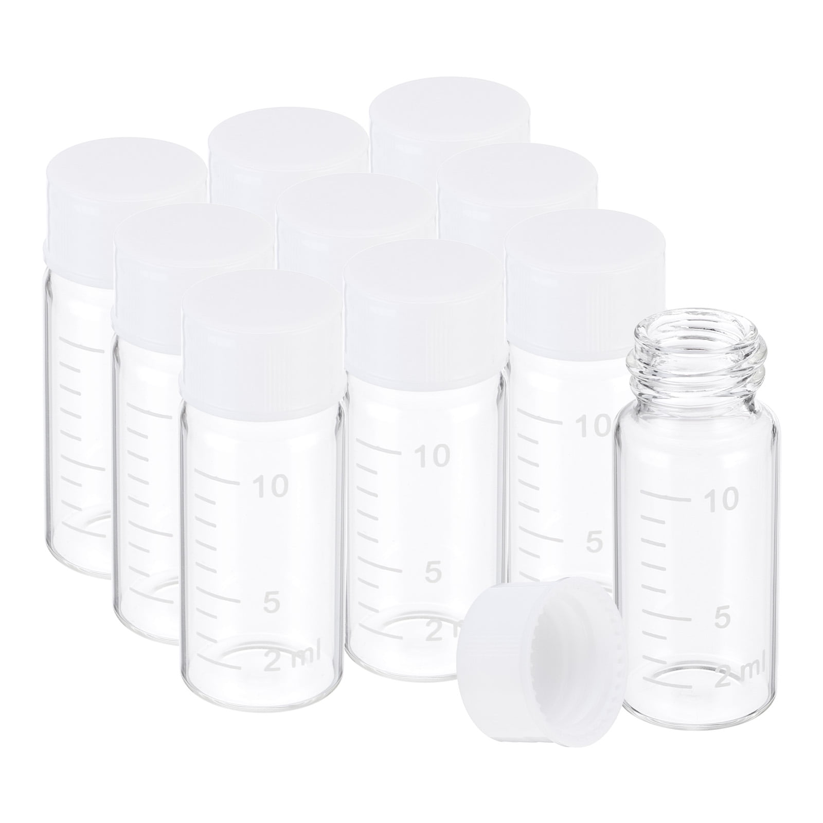 Uxcell 10Pcs 10ml Small Clear Glass Vials with White Screw Cap ...