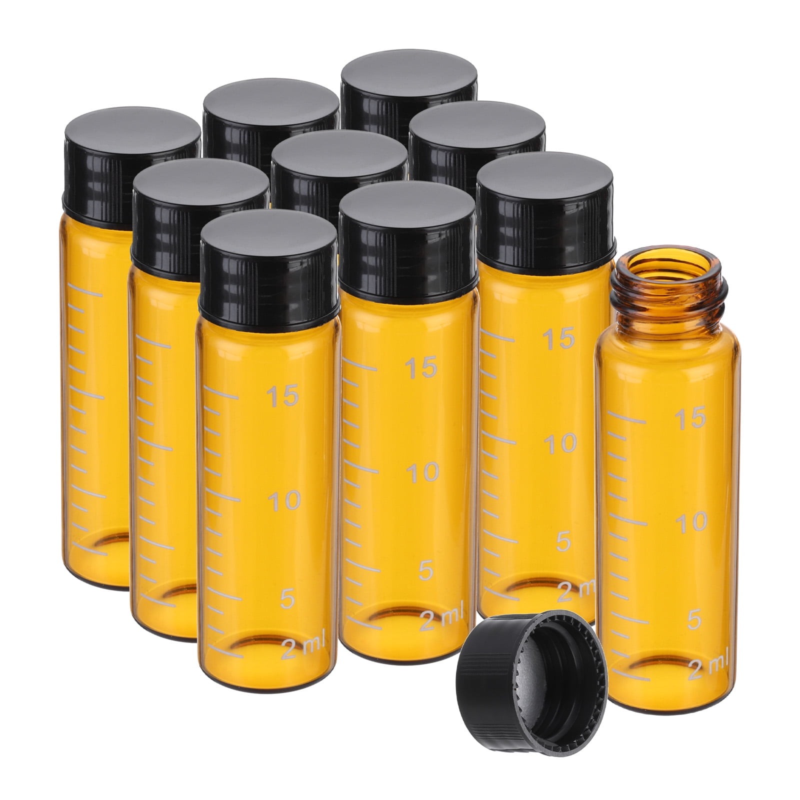 Uxcell 10Pcs 15ml Small Brown Glass Vials with Black Screw Cap ...