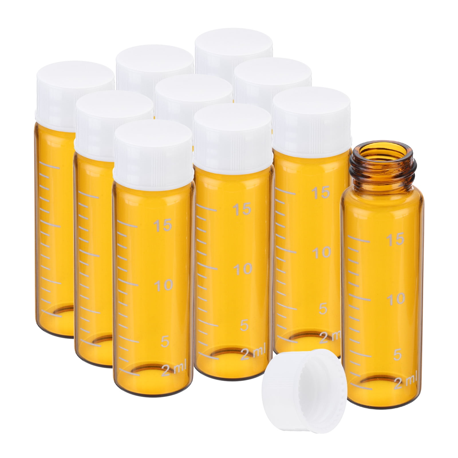 Uxcell 10Pcs 15ml Small Brown Glass Vials with White Screw Cap ...