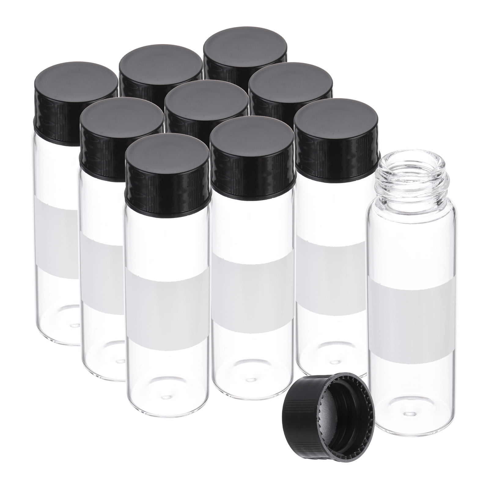 Uxcell 10Pcs 15ml Small Clear Glass Vials with Black Screw Cap ...