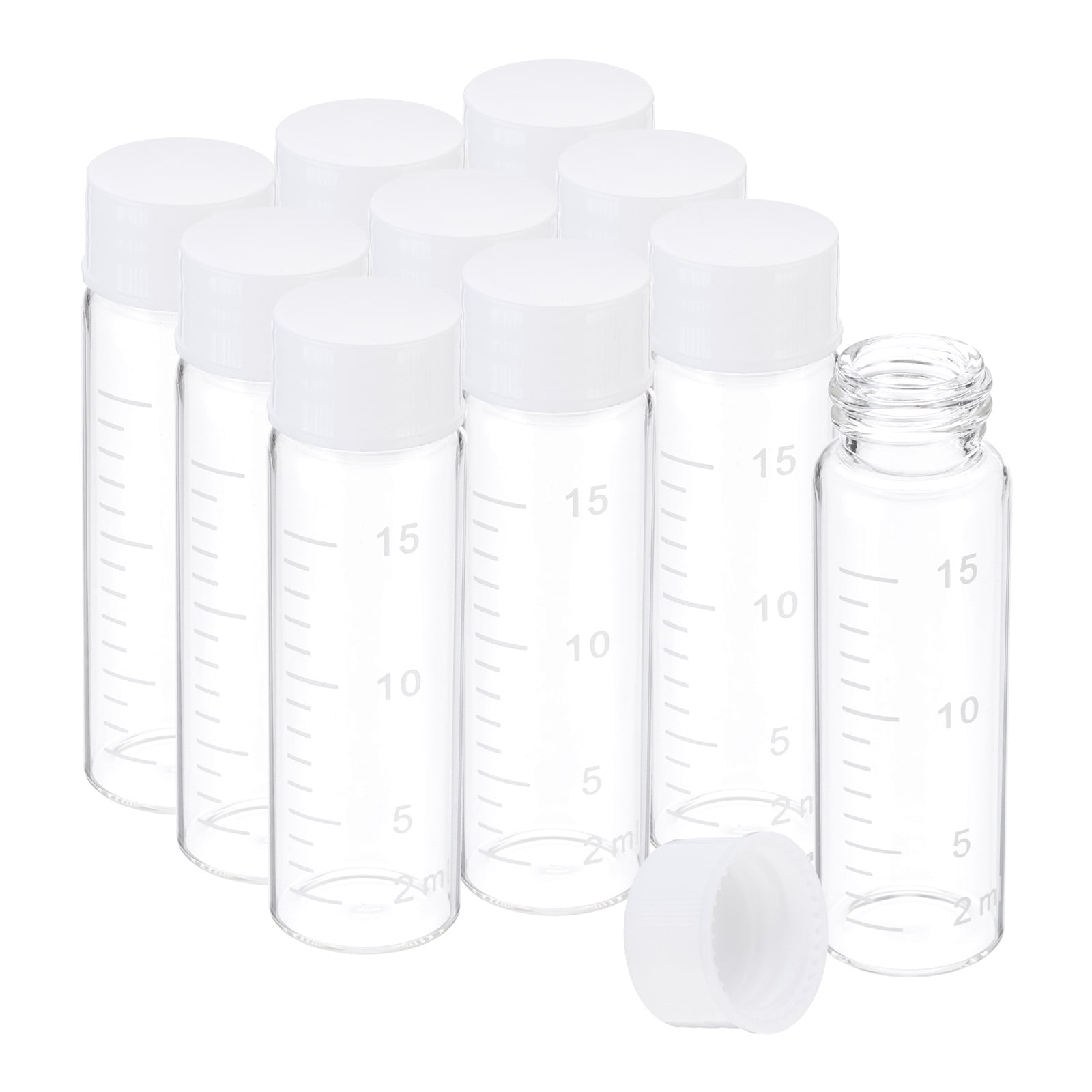Uxcell 10Pcs 15ml Small Clear Glass Vials with White Screw Cap ...