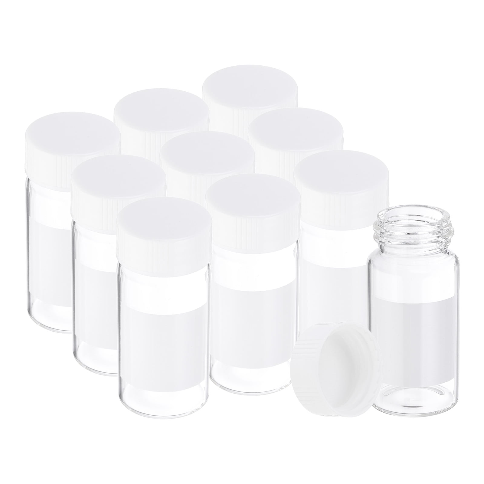 Uxcell 10Pcs 20ml Small Clear Glass Vials with White Screw Cap ...