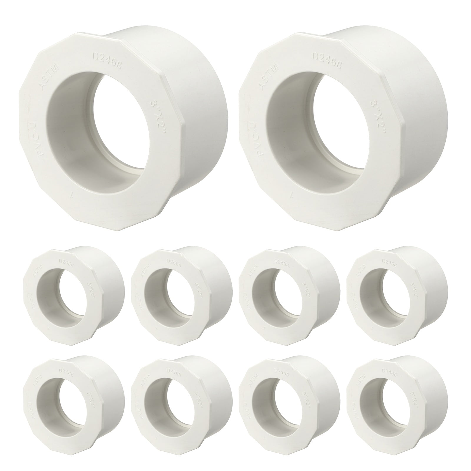 Uxcell 10Pcs 3" x 2" Reducer Bushing Fitting, SCH40 (Spigot x Socket ...