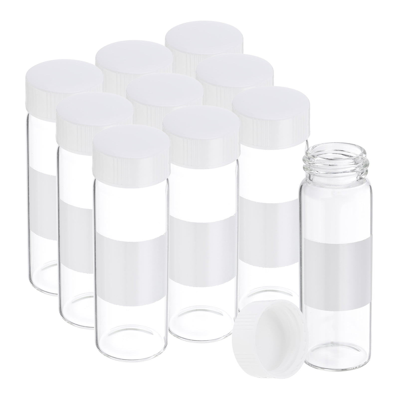 Uxcell 10Pcs 30ml Small Clear Glass Vials with White Screw Cap ...