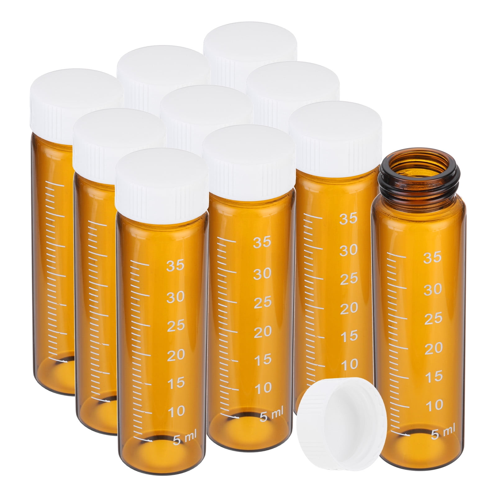 Uxcell 10Pcs 40ml Small Brown Glass Vials with White Screw Cap ...