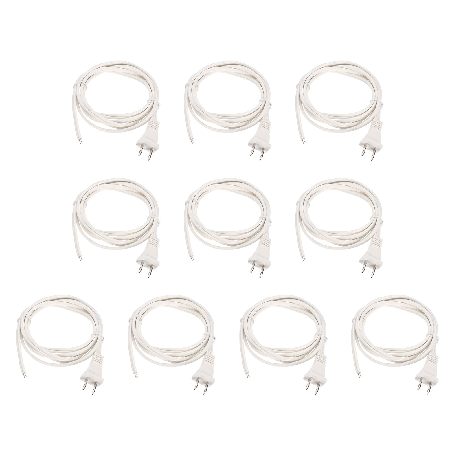 Uxcell 10Pcs 6FT 18/2 US Plug Lamp Cords with Pure Copper Stripped End ...