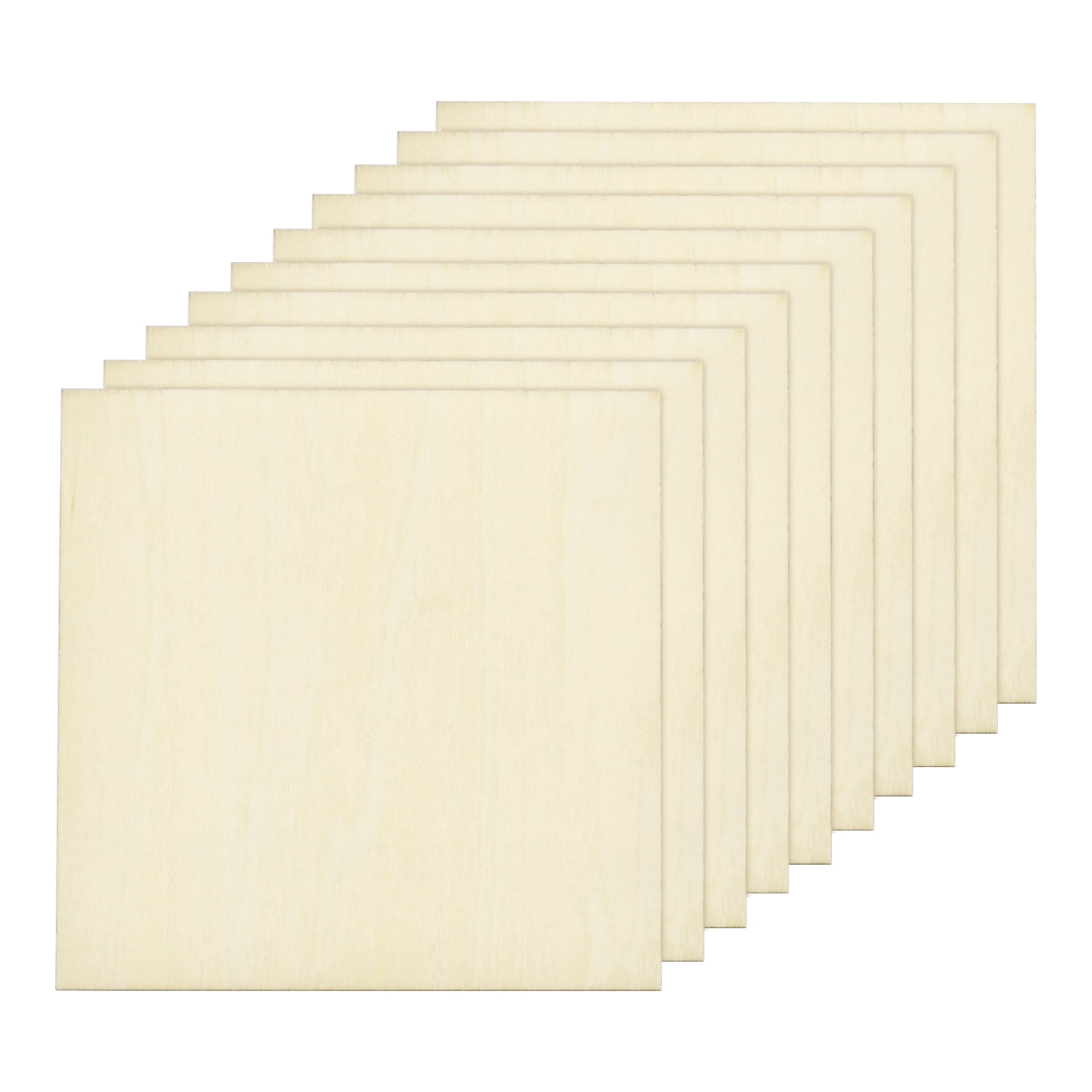 Uxcell 10Pcs Basswood Sheet 3.9 x 3.9 x 0.2 Inch Unfinished Wood Boards ...