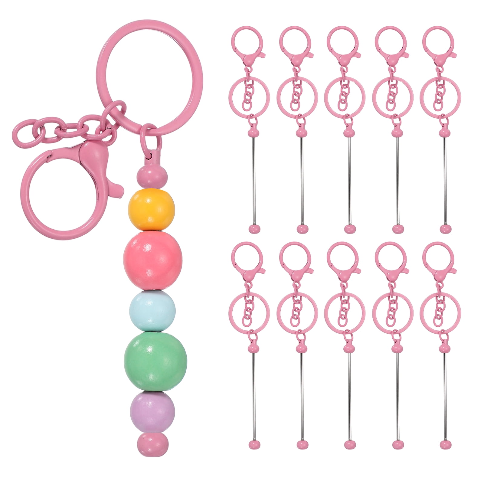 Uxcell 10Pcs Beadable Keychains, Metal DIY Beaded Keychain Making Kit ...