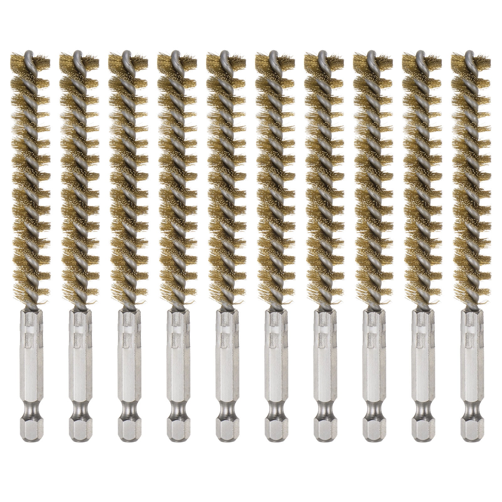 Uxcell 10Pcs Brass Bore Brush 11mm Dia 4.5" Long Cleaning Twisted Wire ...