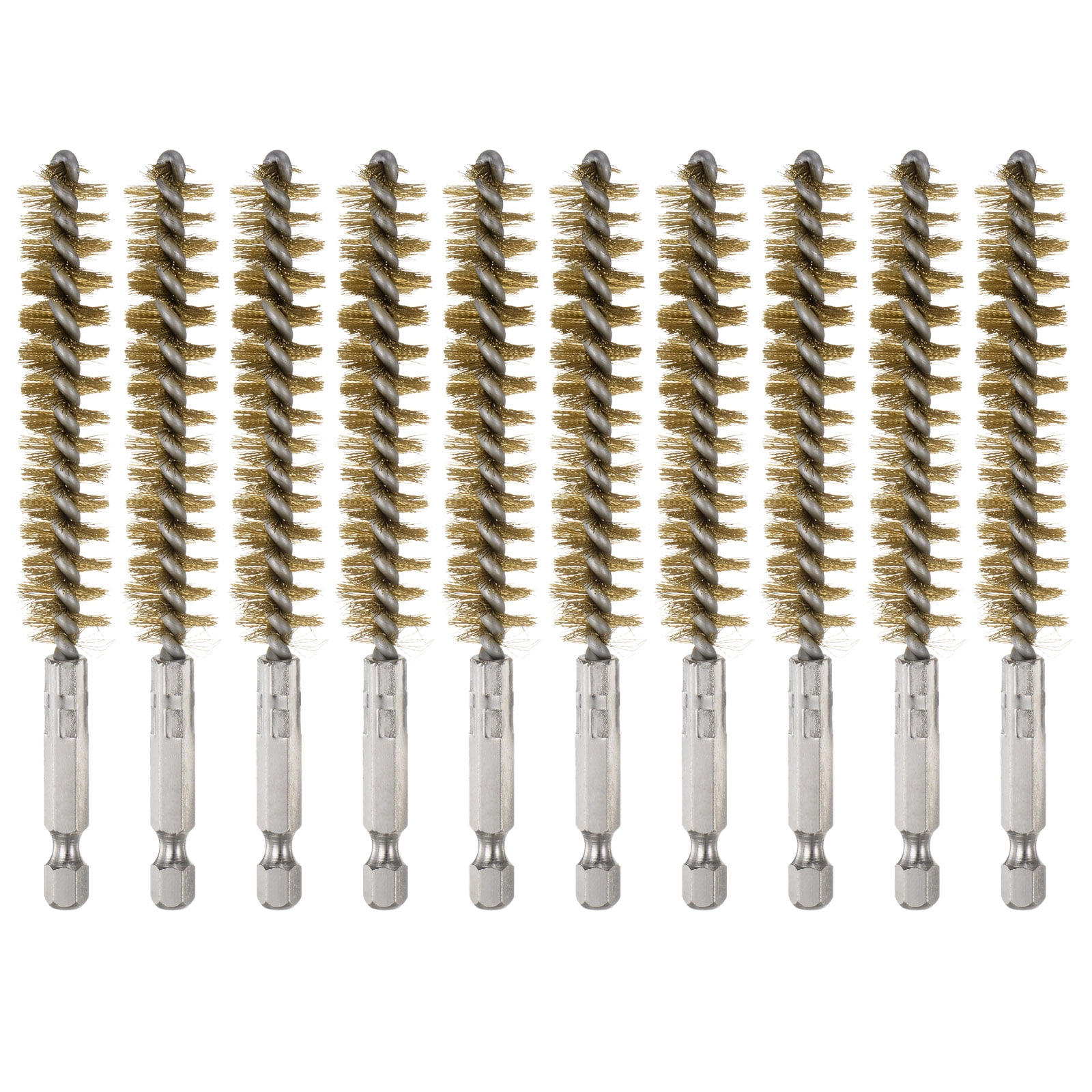 Uxcell 10Pcs Brass Bore Brush 14mm Dia 4.5" Long Cleaning Twisted Wire ...