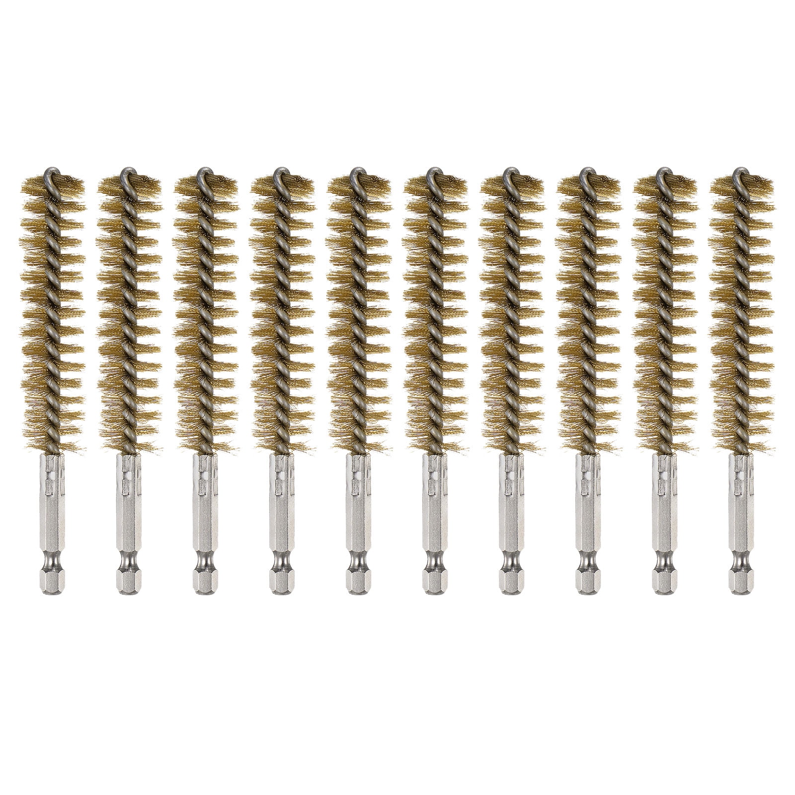 Uxcell 10Pcs Brass Bore Brush 18mm Dia 4.5" Long Cleaning Twisted Wire ...