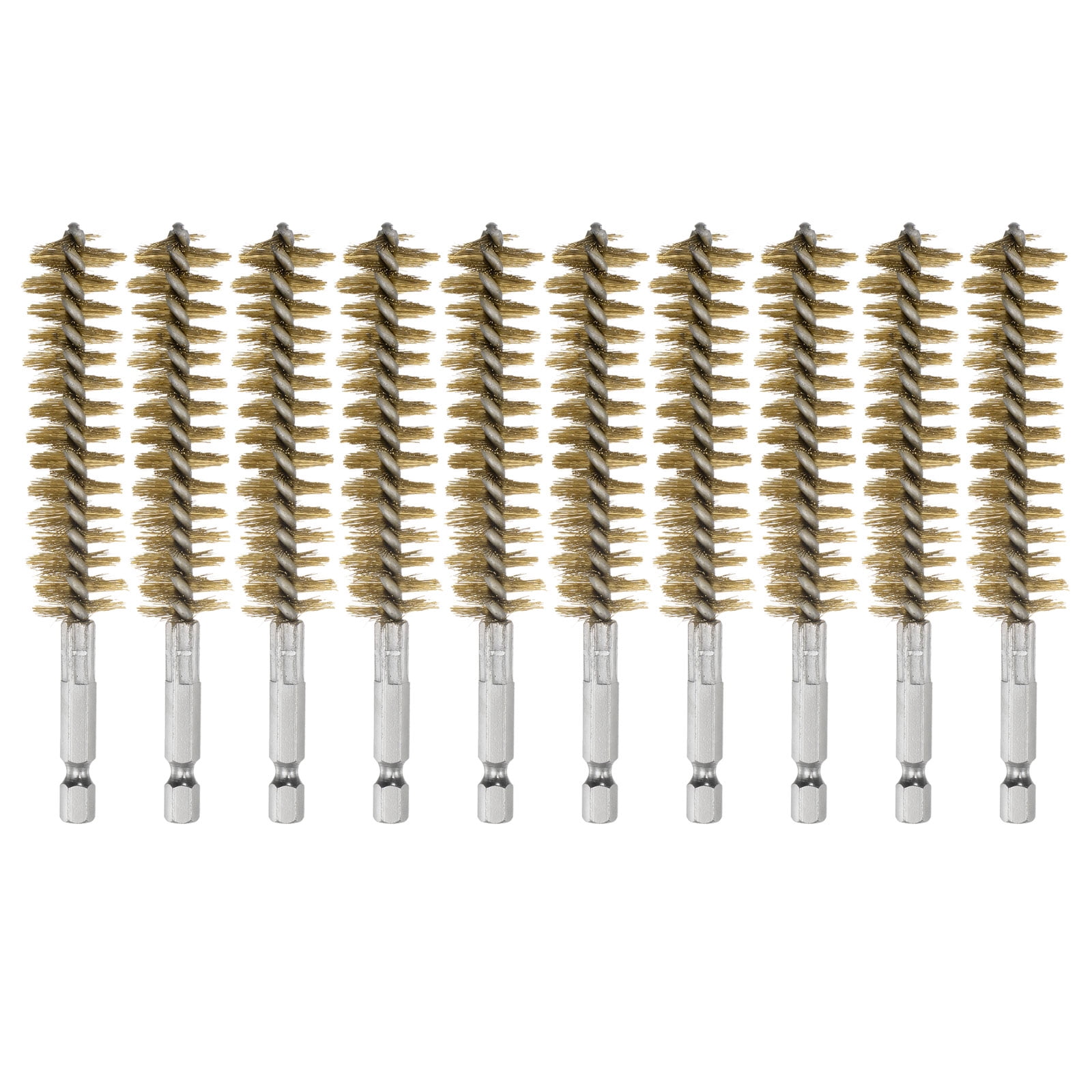 Uxcell 10Pcs Brass Bore Brush 19mm Dia 4.5" Long Cleaning Twisted Wire ...