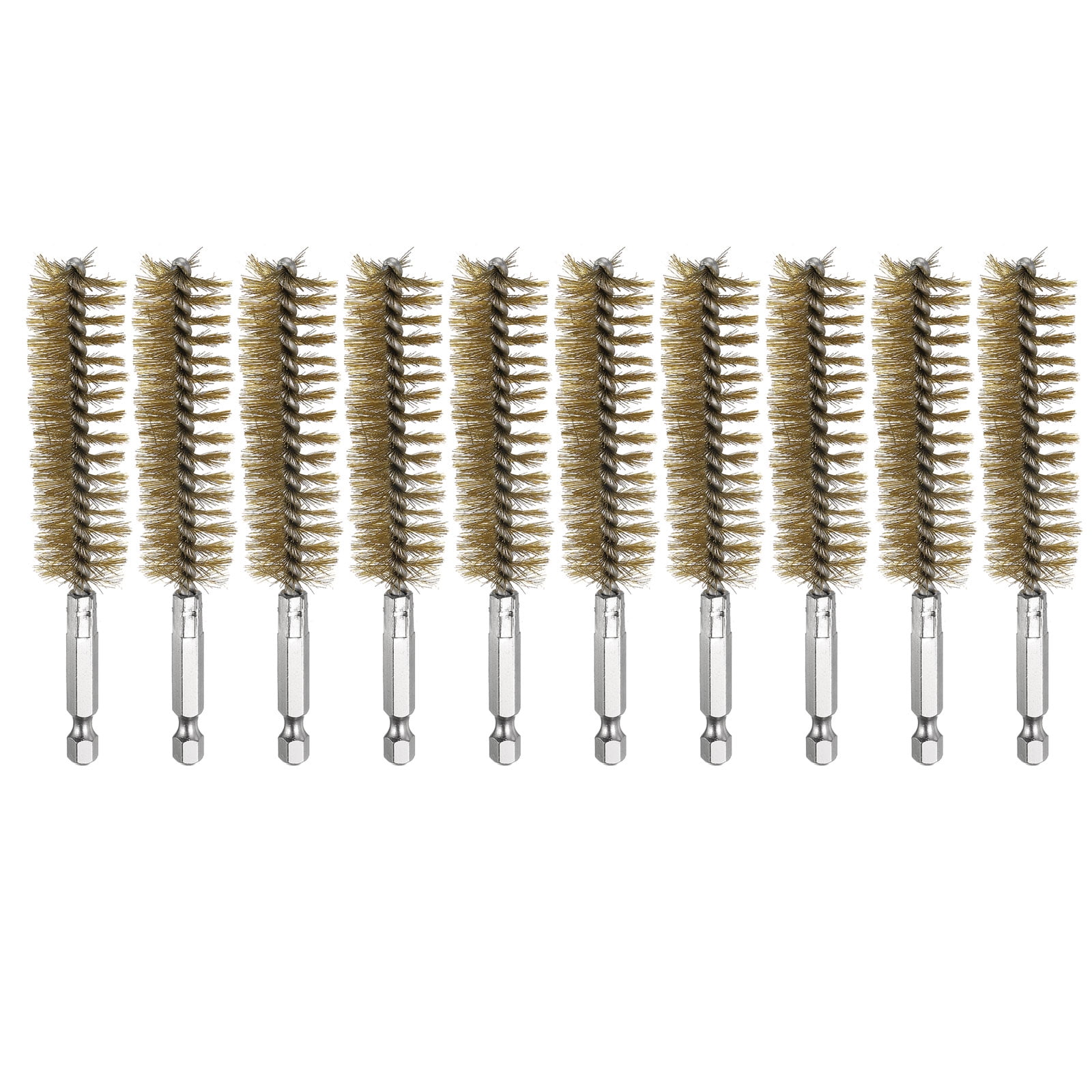 Uxcell 10Pcs Brass Bore Brush 20mm Dia 4.5" Long Cleaning Twisted Wire ...