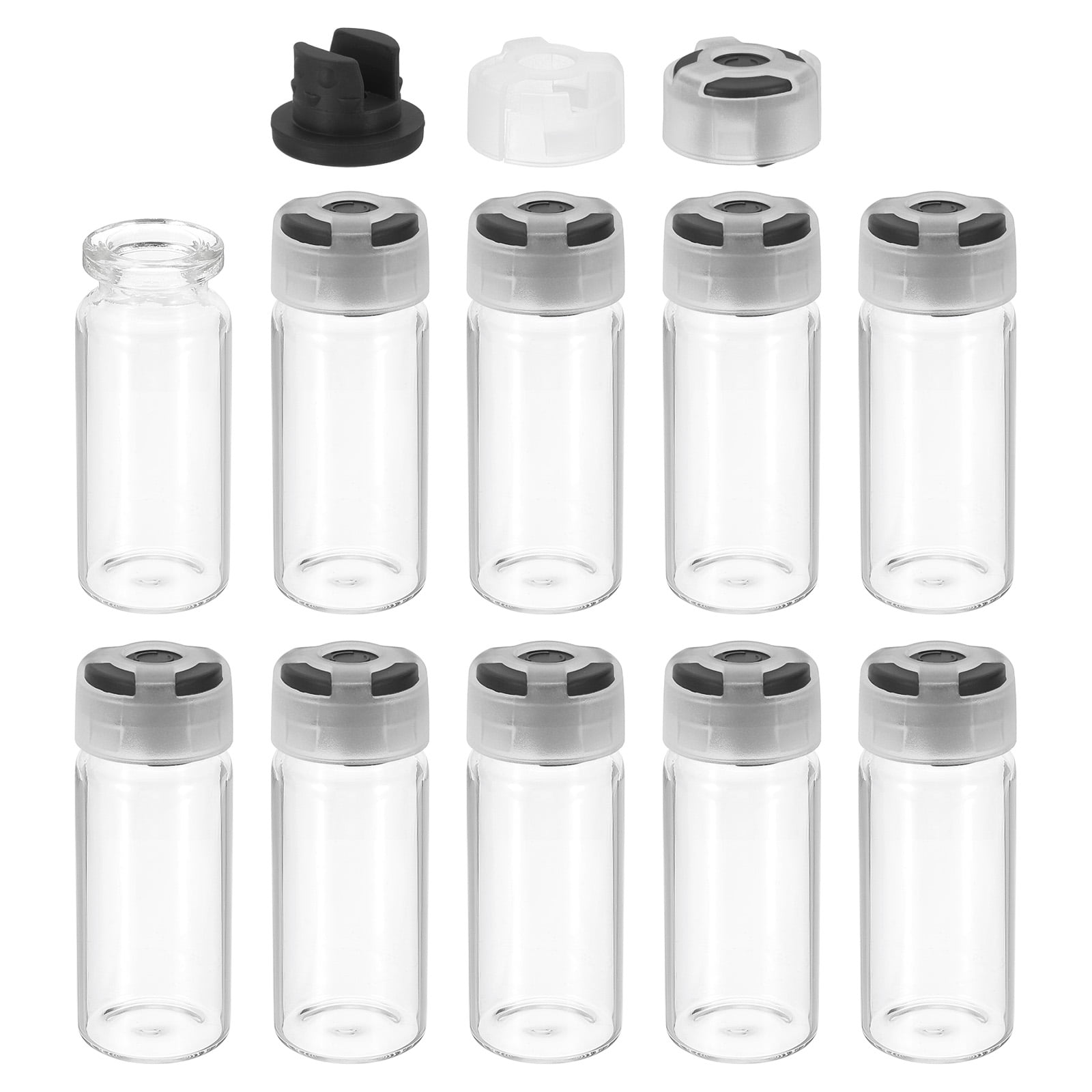 Uxcell 10Pcs Clear Glass Sample Vials, Small Liquid Bottles Black 10ml ...