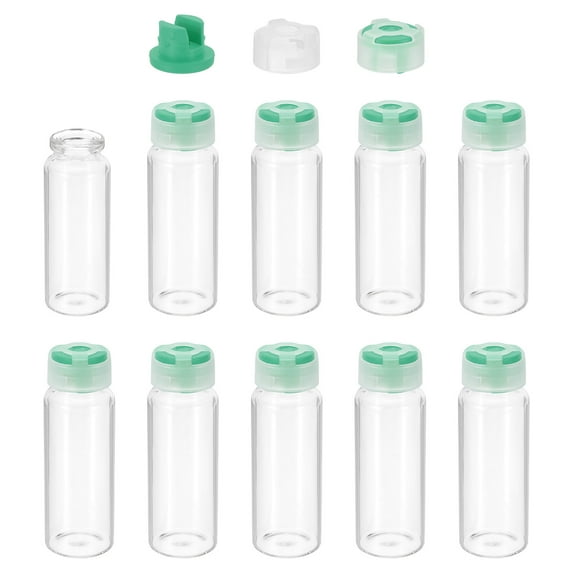 Uxcell 10Pcs Clear Glass Sample Vials, Small Liquid Bottles Green 20ml ...