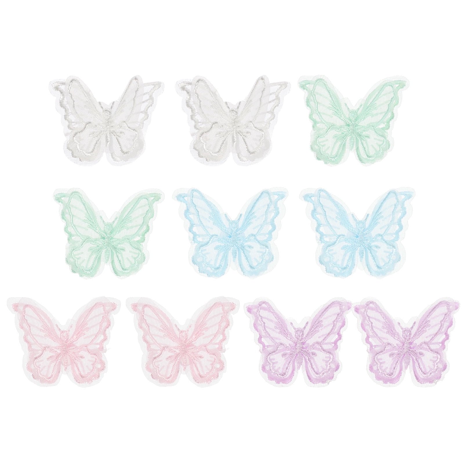 Uxcell 10Pcs Embroidery Lace Butterfly Applique, 1.6"x2" Butterfly Sew ...