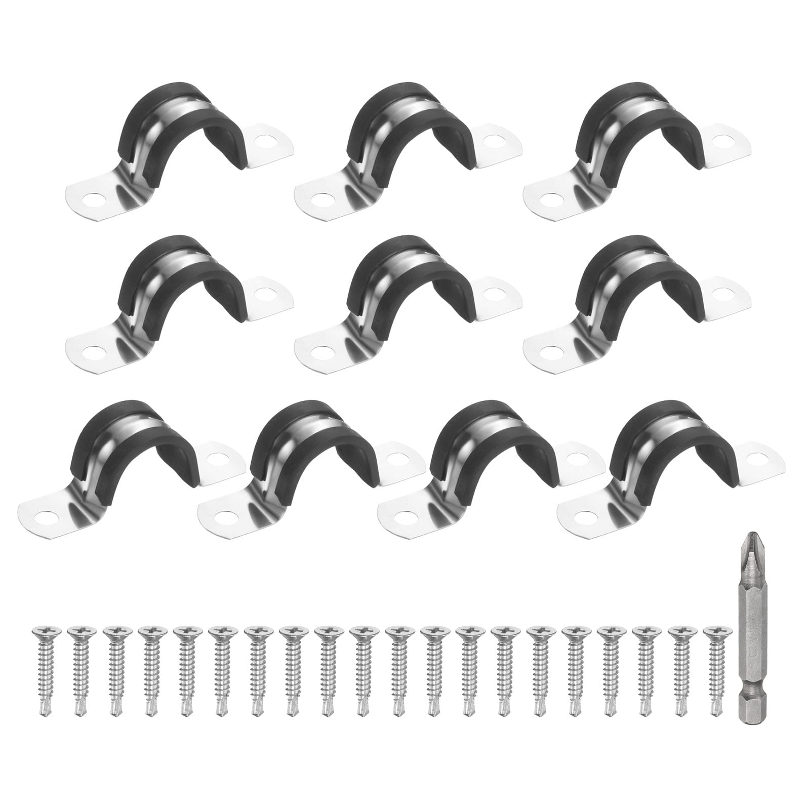 Uxcell 10Pcs M14 U-Tube Strap Clamp Tool Set Clamp Rubber Cushioned ...