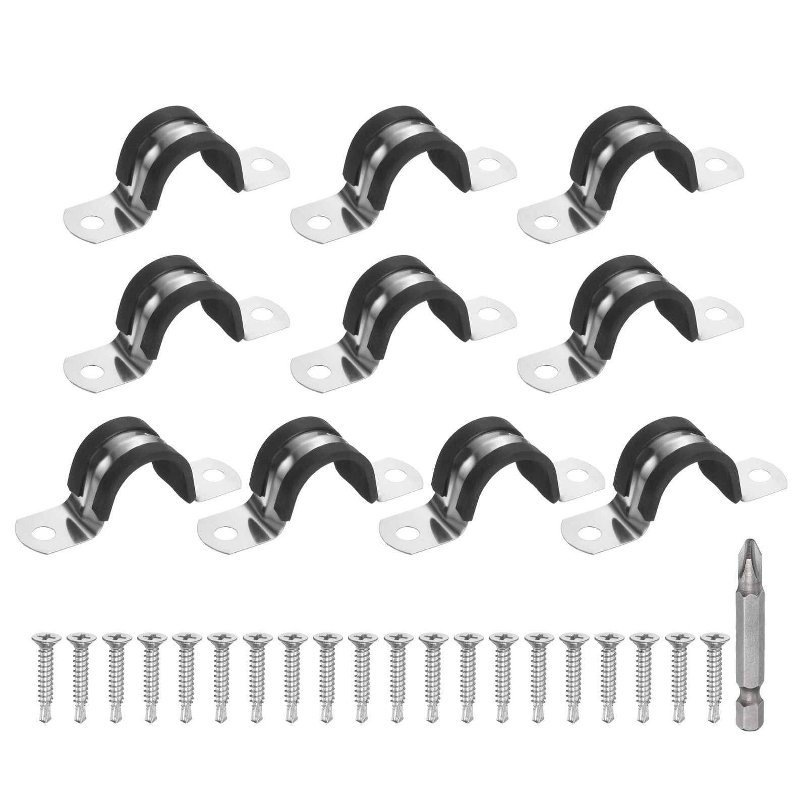 Uxcell 10Pcs M20 U-Tube Strap Clamp Tool Set Clamp Rubber Cushioned ...