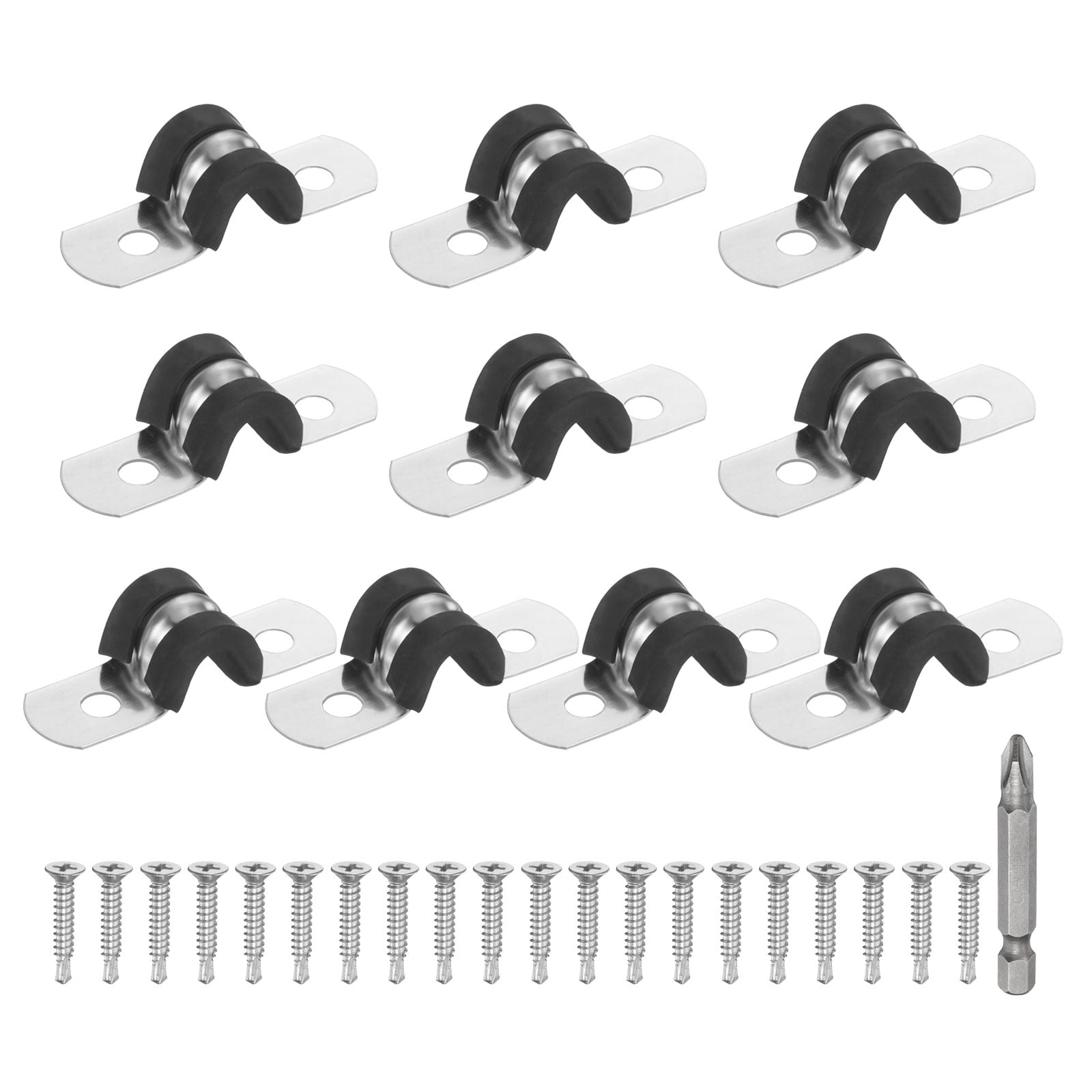 Uxcell 10Pcs M6 U-Tube Strap Clamp Tool Set Clamp Rubber Cushioned ...