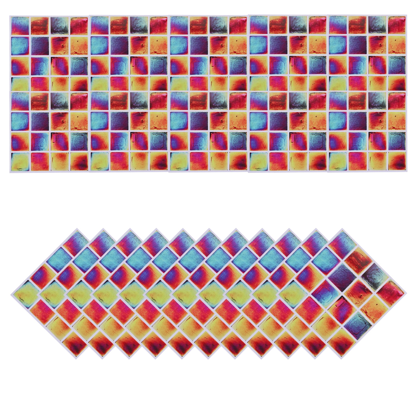 Uxcell 10Pcs Mosaic Tile Stickers, 15 x 5cm Square Wallpaper Self ...