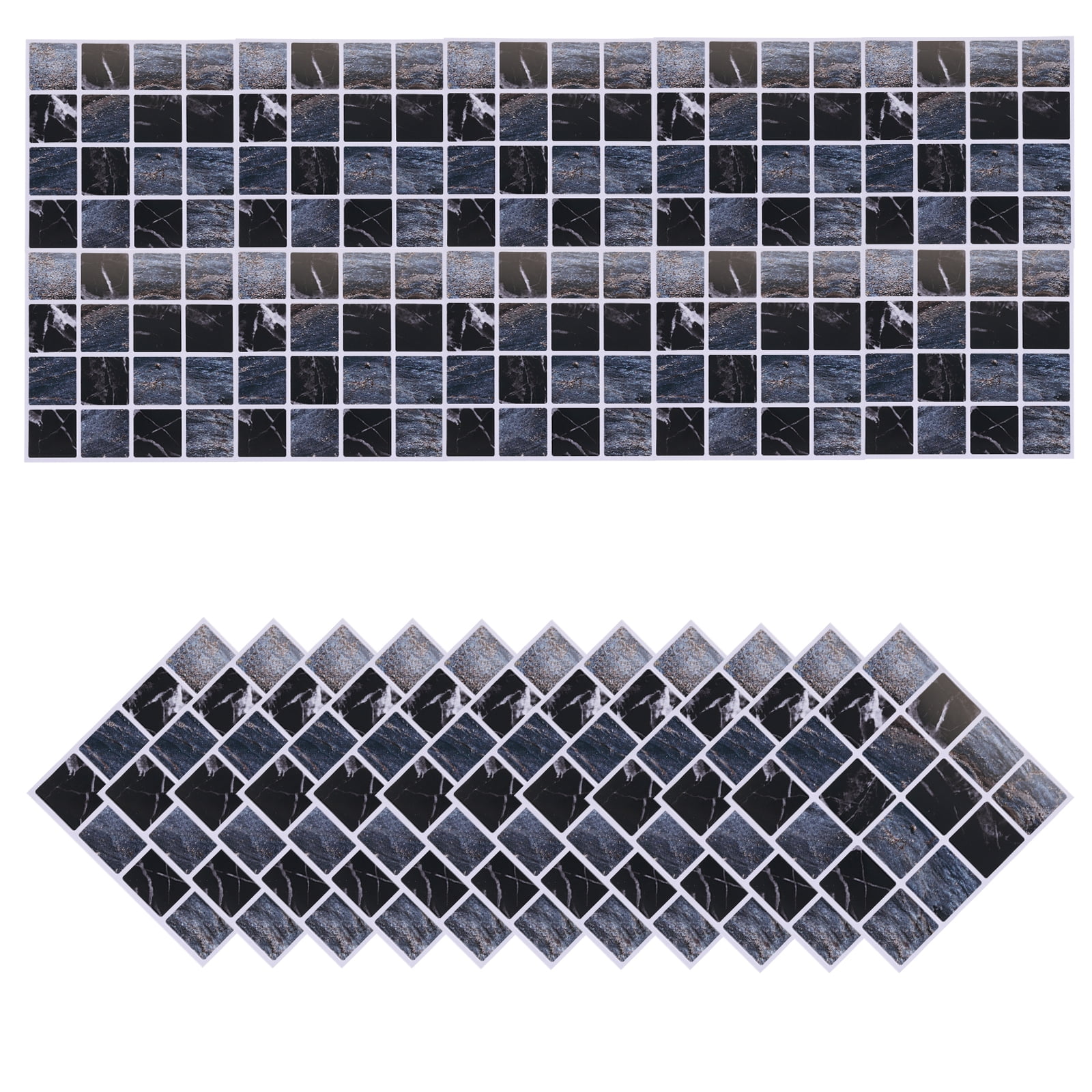 Uxcell 10Pcs Mosaic Tile Stickers, 15 x 5cm Square Wallpaper Self ...