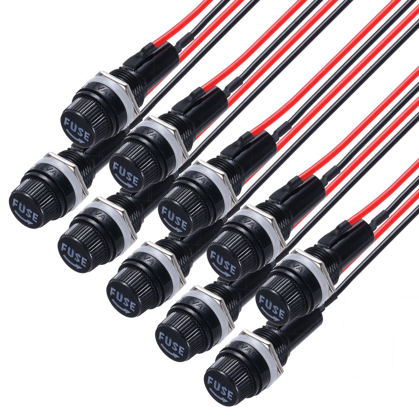 Uxcell 10Pcs Panel Mount Fuse Holder 6x30mm AC 250V 10A/AC 125V 15A ...