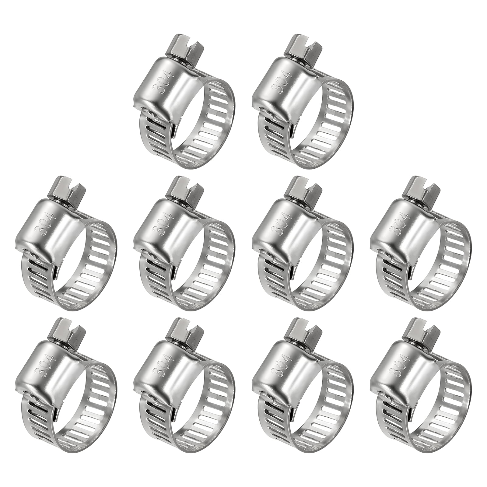 Uxcell 10Pcs Stainless Steel Hose Clamps, Adjustable 1/4" to 1/2" (6 ...