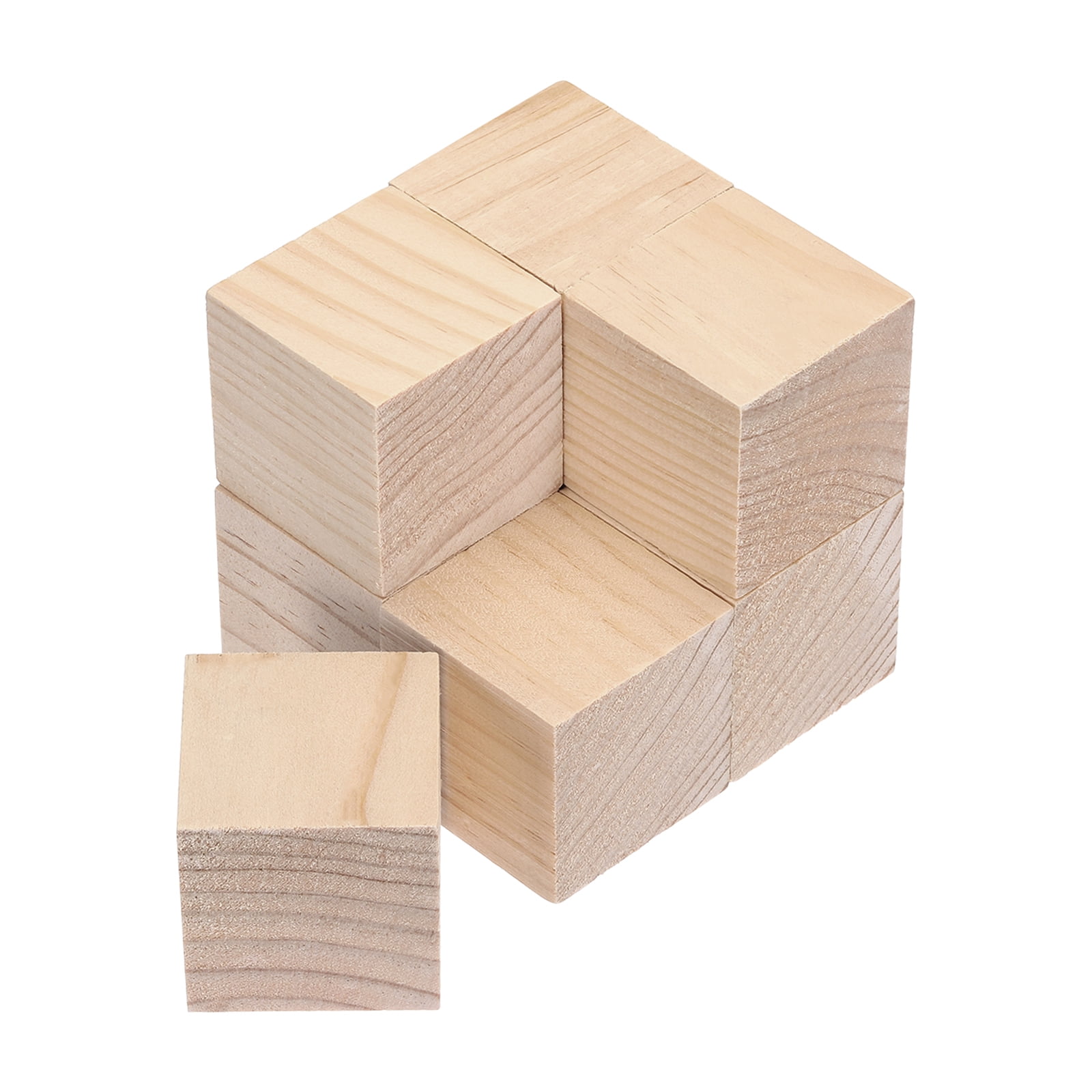 Uxcell 10Pcs Wood Blocks, 2"x2"x2" Square Unfinished Wood Cube for DIY ...