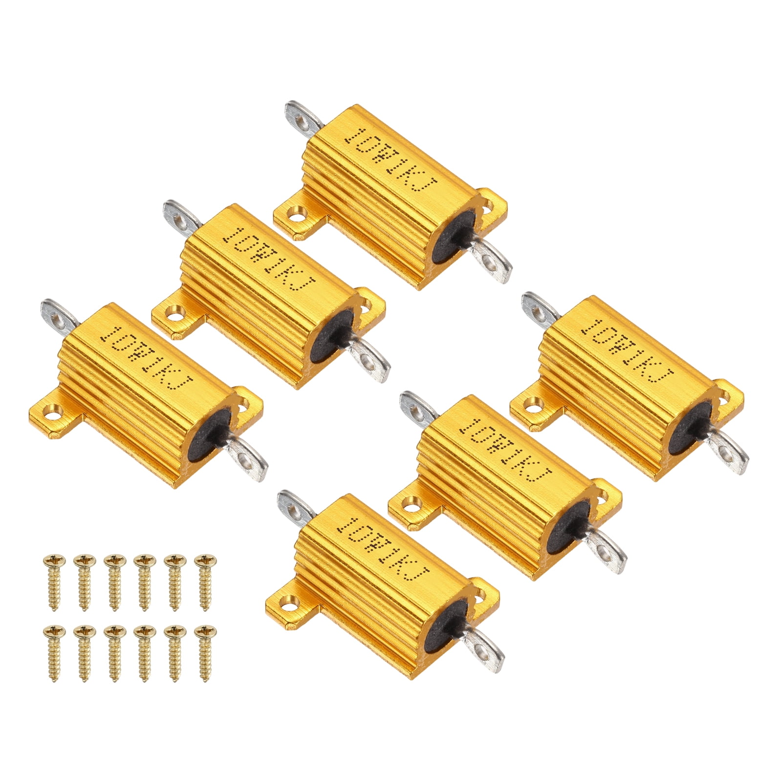 Uxcell 10W 1K ohm Aluminum Shell Resistor with Screws, 6 Pack Aluminum ...