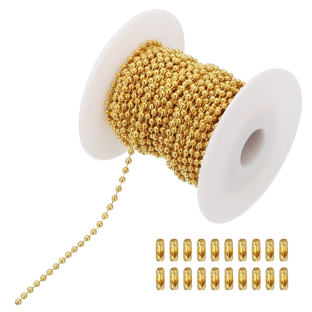 Uxcell 10m/32.8ft Beaded Ball Chain, 2mm Stainless Steel Pull Chain ...
