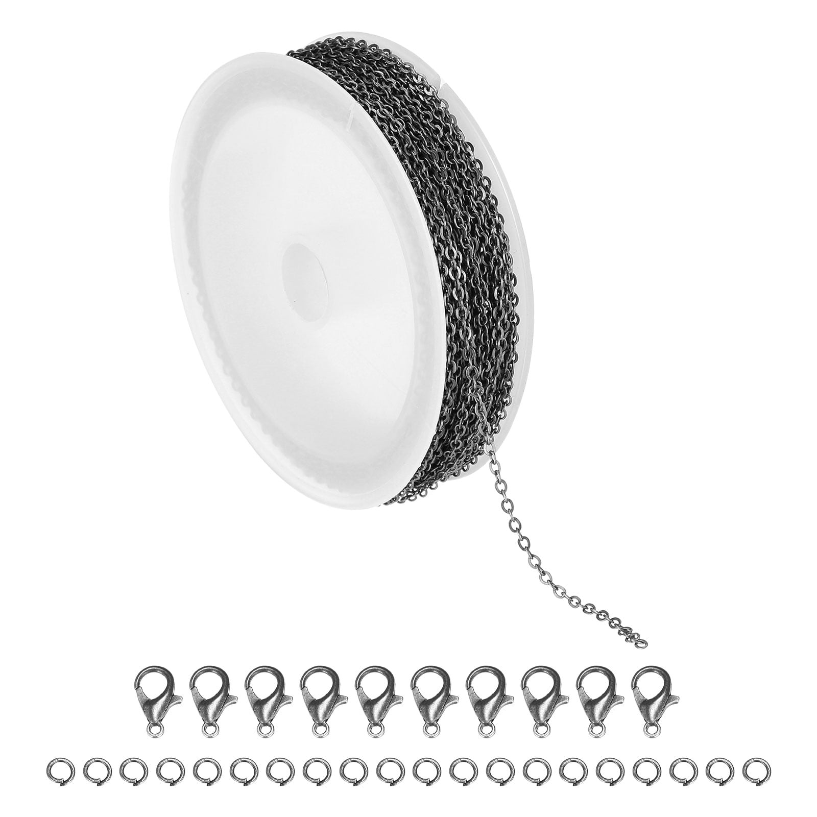 Uxcell 10m/32.8ft Chain Extenders, 3 Set 3x2mm Chain with 10 Jump Ring ...