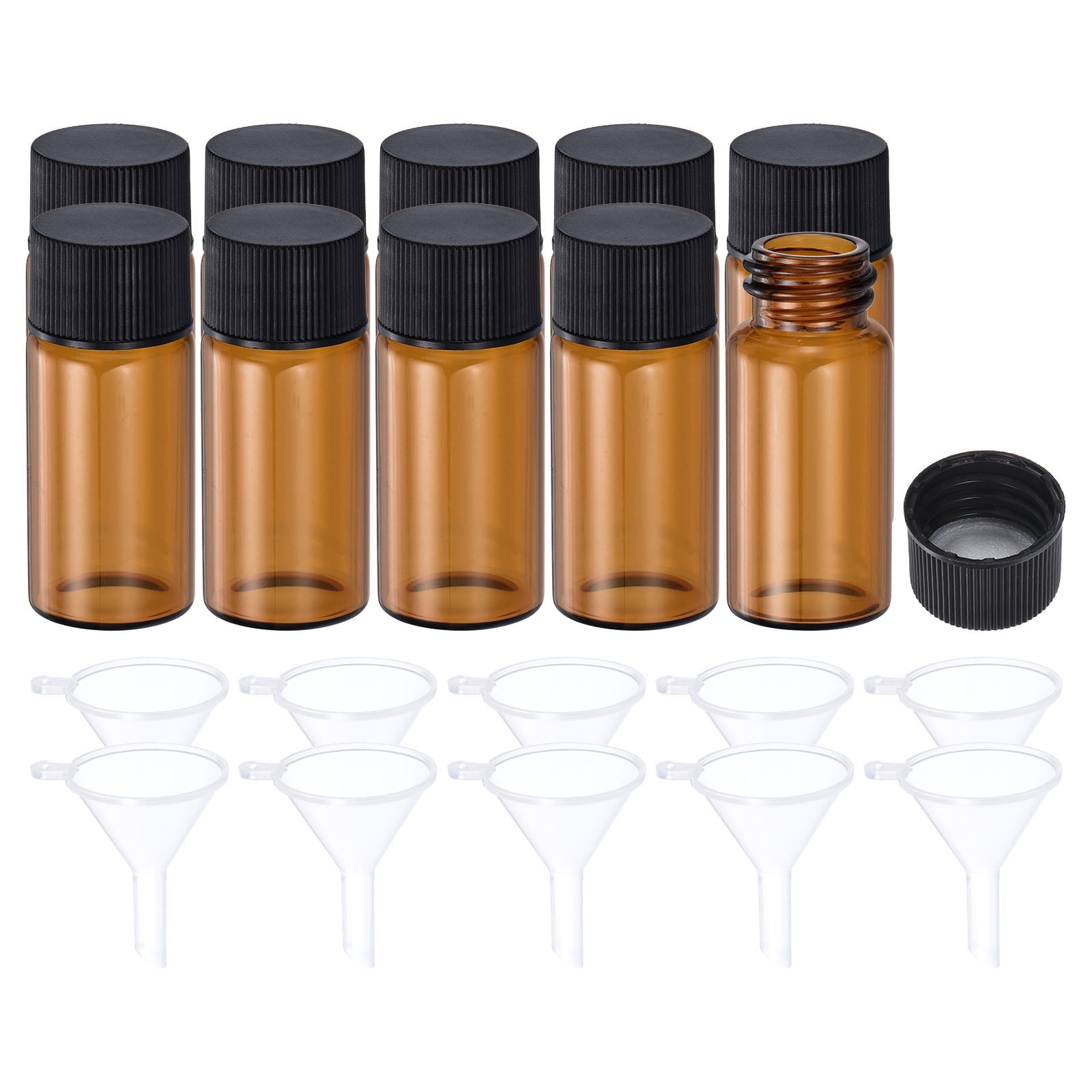 Uxcell 10mL Glass Vials with Screw Caps Liquid Sample Vial with 10 Funnel, Amber 10Pcs - Walmart.com