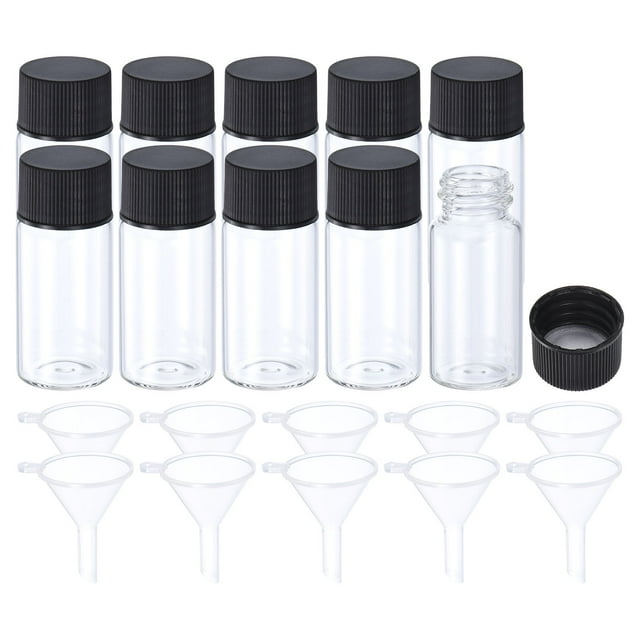 Uxcell 10mL Glass Vials with Screw Caps Liquid Sample Vial with 10 Funnel, Clear 10Pcs - Walmart.com