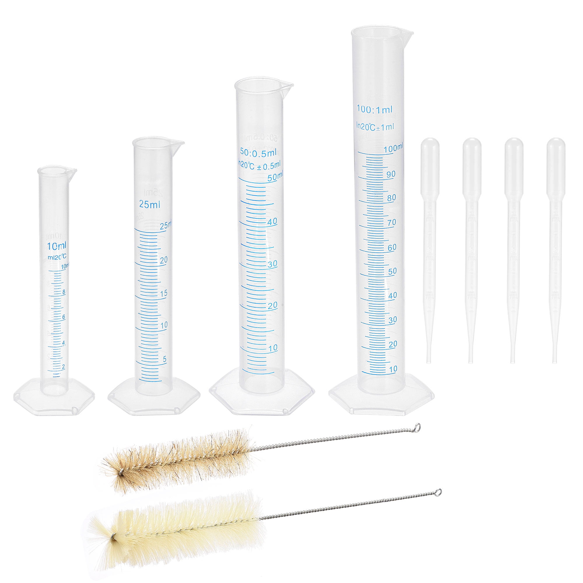 Uxcell 10ml 25ml 50ml 100ml Plastic Graduated Cylinder with 4 Transfer ...