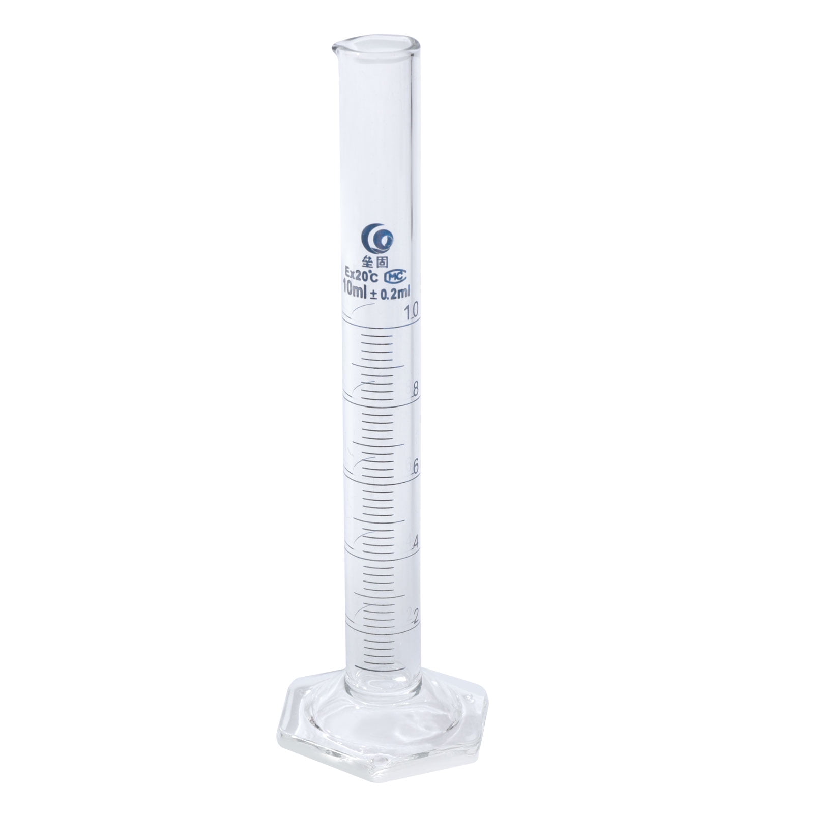 Uxcell 10ml 3.3 Borosilicate Glass Graduated Cylinder, Hex Base Blue ...