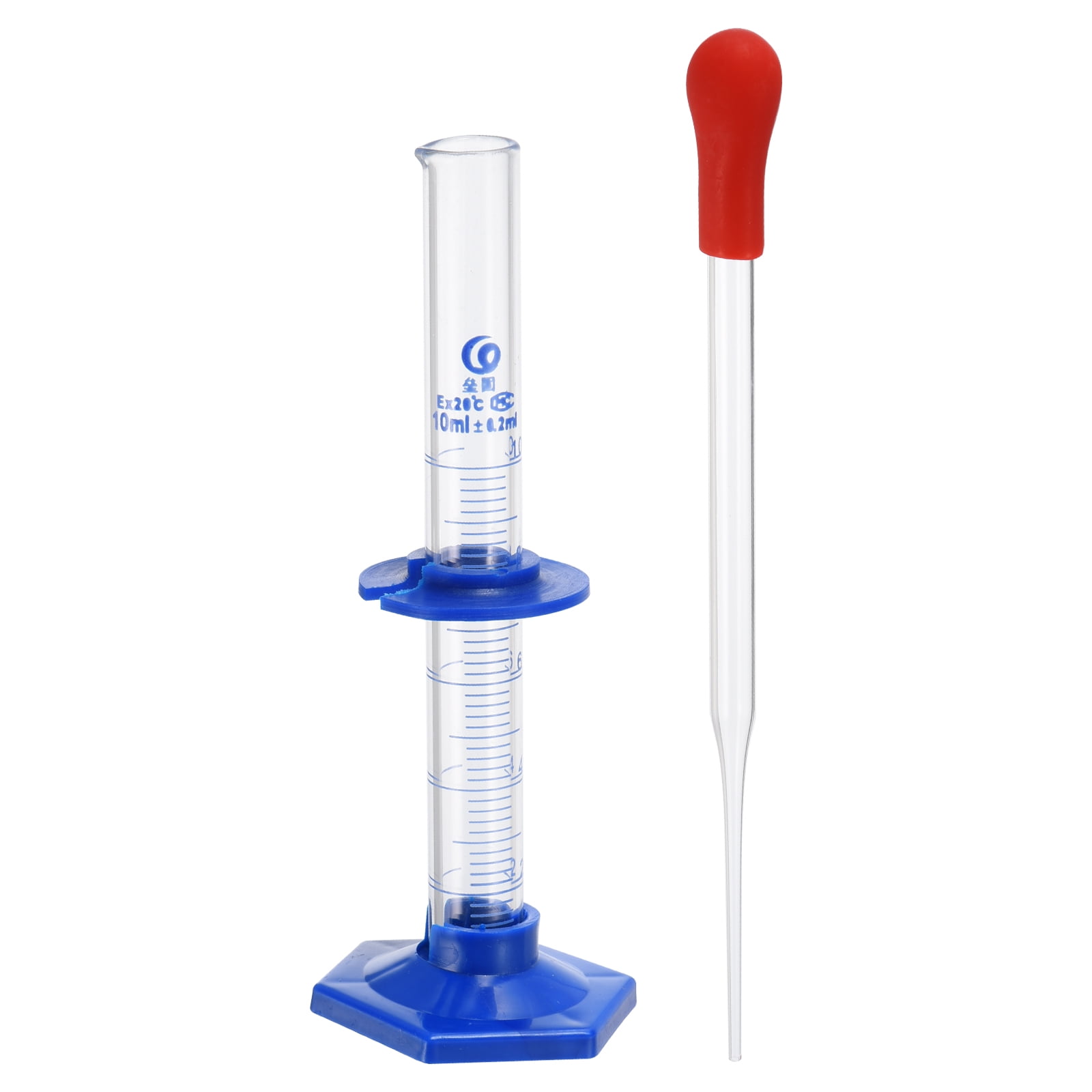 Uxcell 10ml 3.3 Borosilicate Glass Graduated Cylinder Plastic Hex Base ...