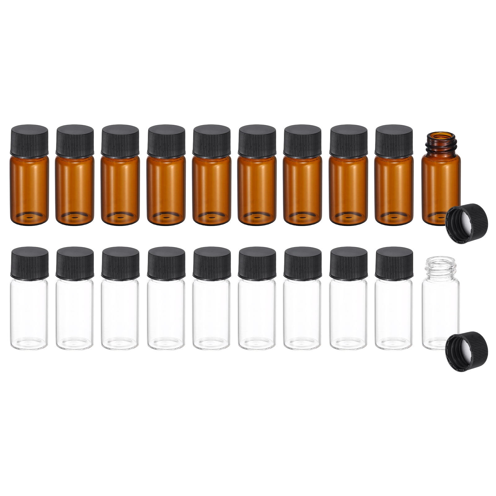 Uxcell 10ml Glass Sample Vials, 20Pcs Sample Vials with Screw Cap Leak ...