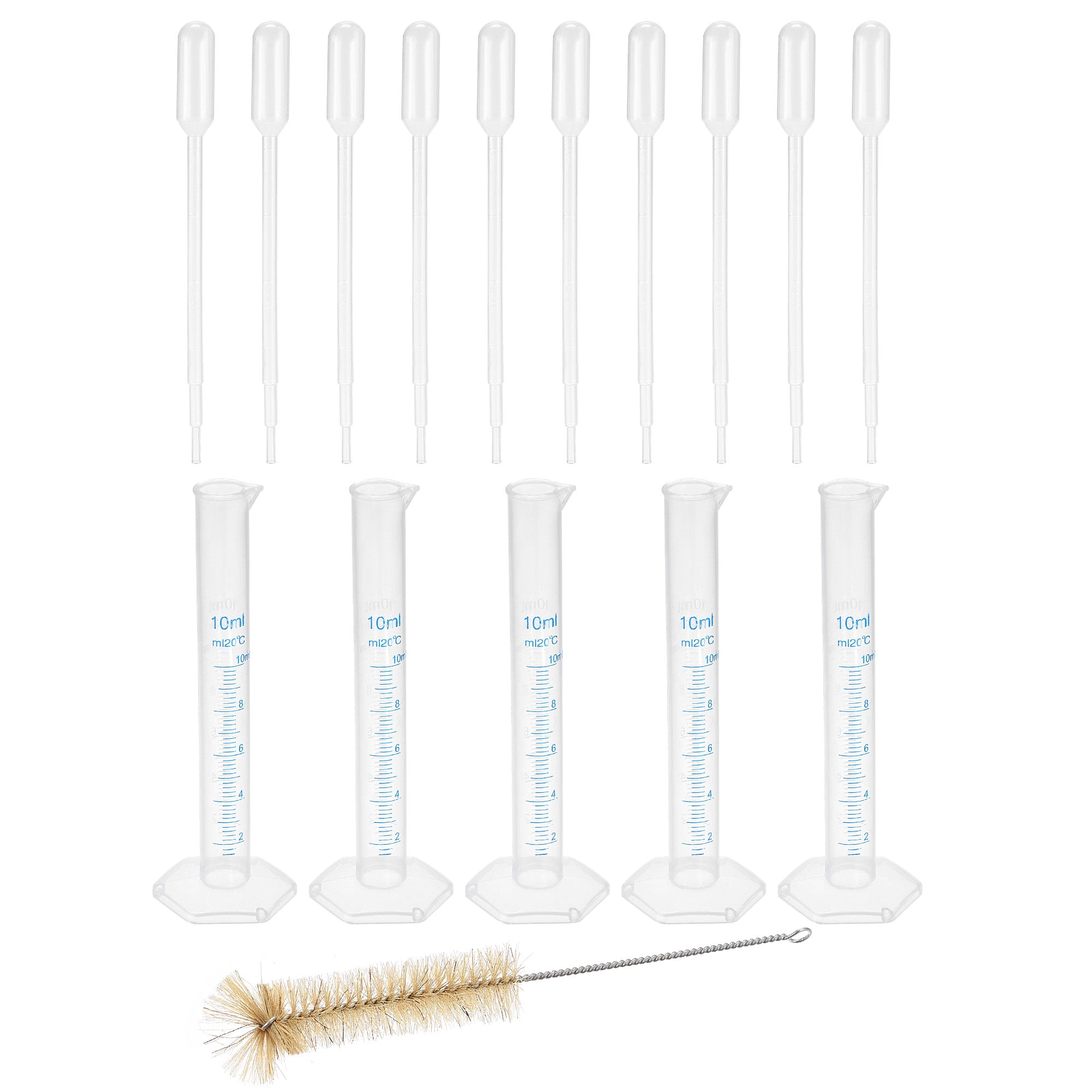 Uxcell 10ml Plastic Measuring Cylinder with 10 Transfer Pipettes and 1 ...